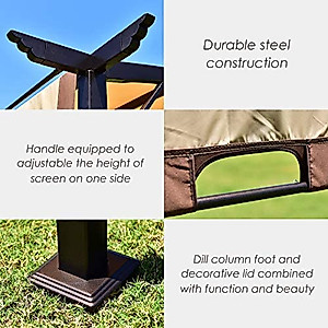 Tangkula 12x9 Ft Outdoor Pergola, Patio Retractable Pergola with Adjustable Sliding Sun Shade Canopy, Heavy-Duty Steel Frame, Patio Furniture Sun Shelter for Backyard Garden Poolside (Brown)