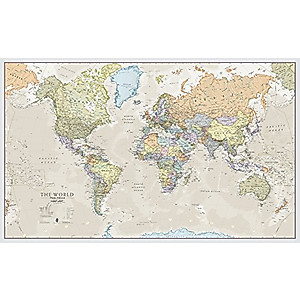 Maps International Giant World Map - Classic Large World Map Poster - Laminated - 46 (h) x 77.5 (w)