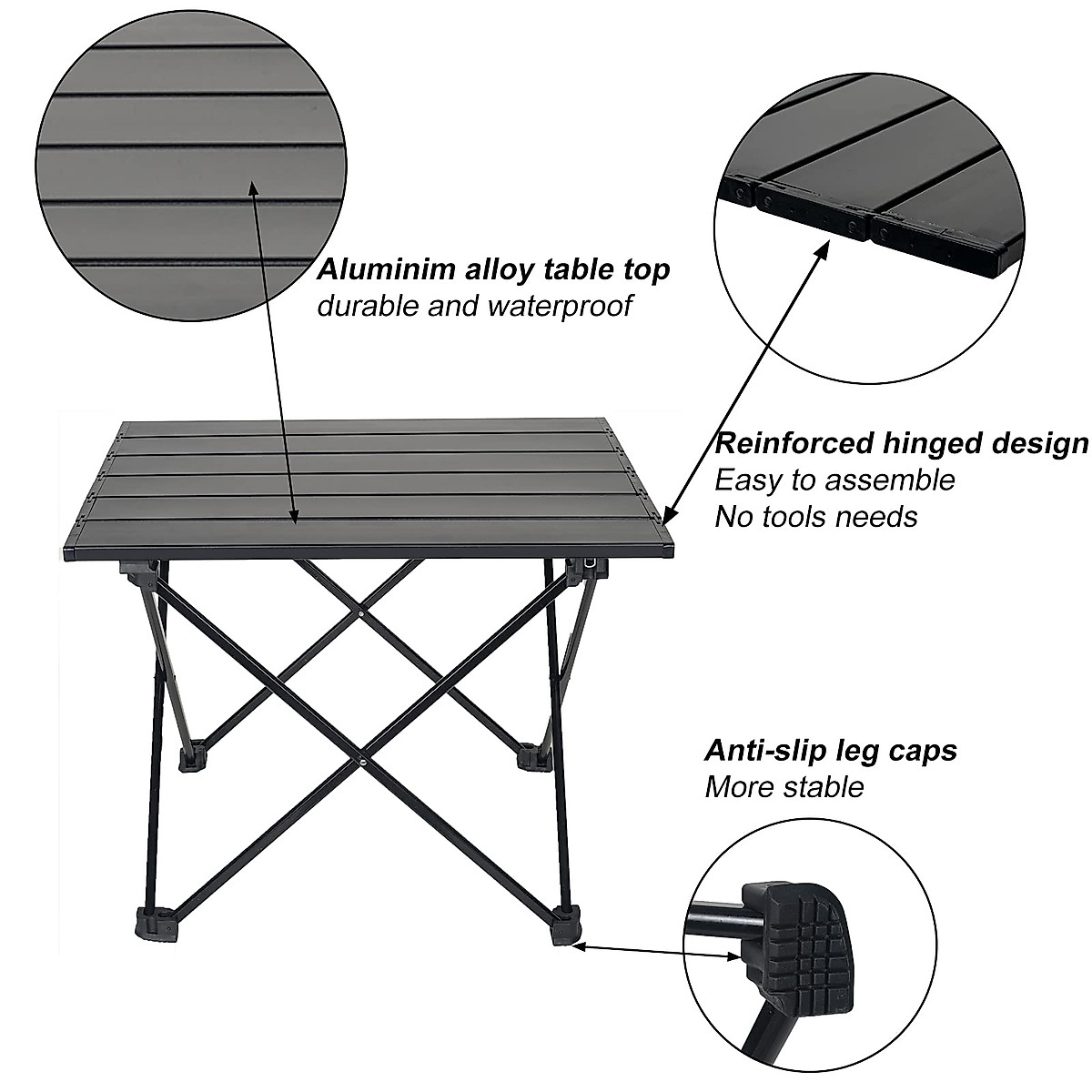 Audoyon Foldable Camping Side Table, Ultralight Small Beach Table Aluminum, Portable Outdoor Table with Carry Bag and Storage for Picnic, Grill, Hiking, Fishing, Sand, Camping Essentials(S)