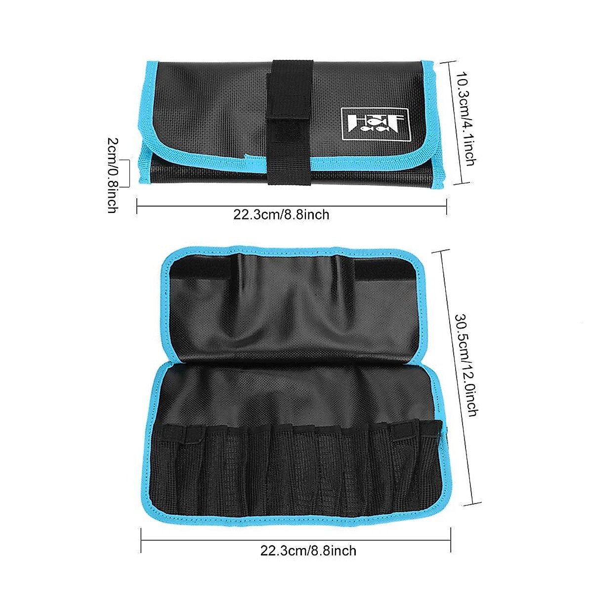 Alomejor Fishing Equipment Bag Waterproof Pockets Storage Spoons Baits Jigs Cast Lure Pouch for Outdoor Fishing(Blue)