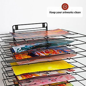 ODOXIA Art Drying Rack Hanging for Classroom | Small Hangable Paint Drying Rack | 8 Removable Shelves | Canvas Rack Art Storage | Painting Drying Rack with Screws | Stack Rack for Painting, Drawings