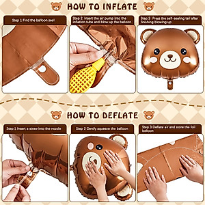 8 Pcs Bear Balloons 21x22 Inch Bear Shaped Animal Balloons Bear Baby Shower Decorations Helium Brown Bear Foil Balloons Bear Head Balloon for Jungle Woodland Animal Farm Safari Theme Party Decoration