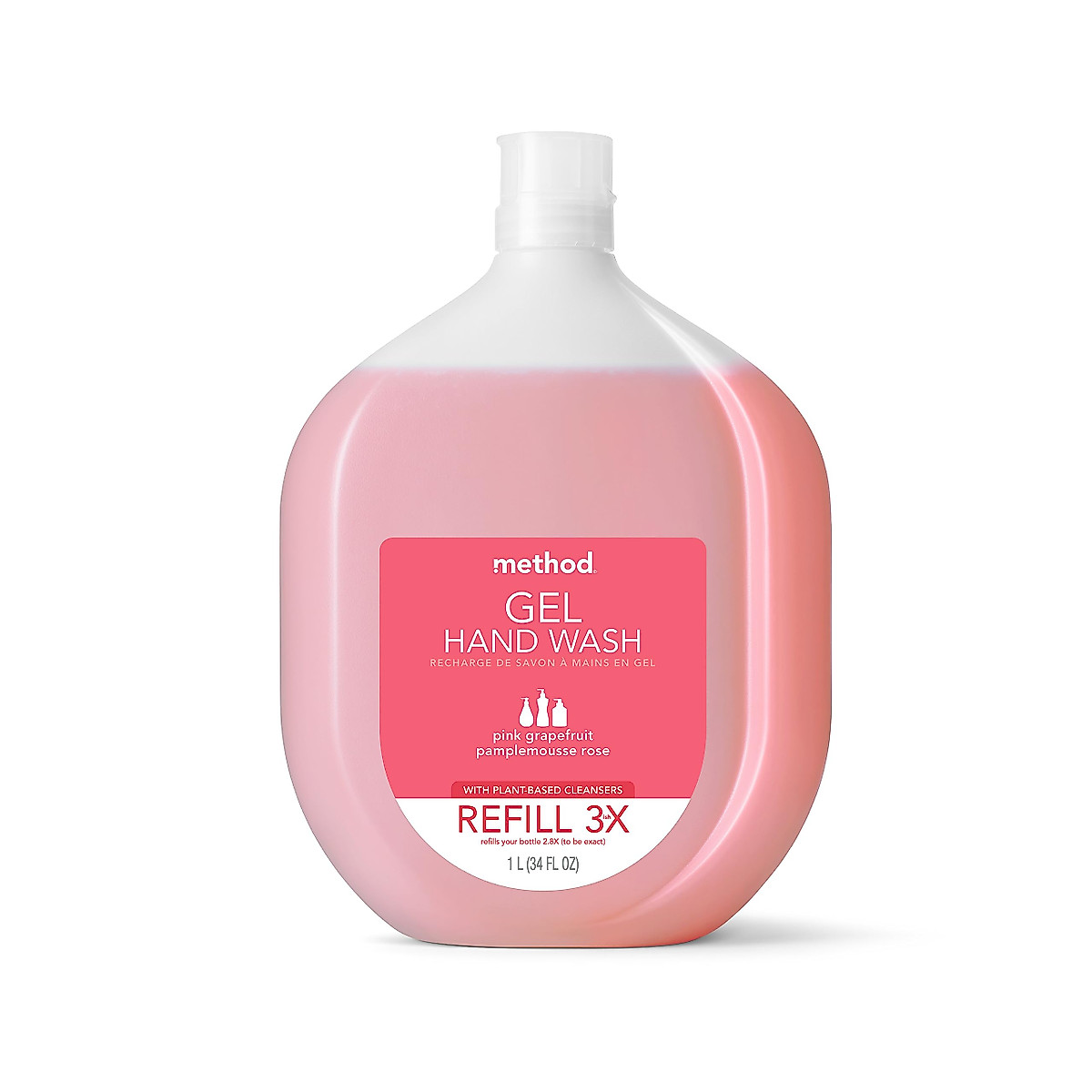 Method Gel Hand Soap Refill, Pink Grapefruit, Waterfall, 34 Fl Oz each, 2 CT (Variety Pack)