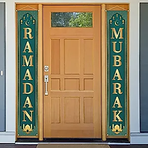 Jiudungs Ramadan Decoration Outdoor Ramadan Mubarak Banner for Front Porch Door Ramadan Mubarak Decor Ramadan Decoration and Supplies for Home