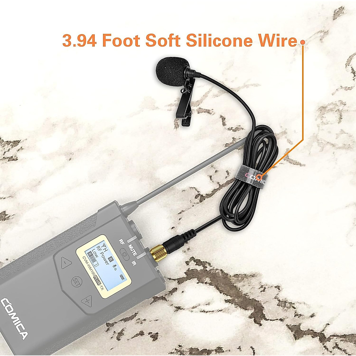 COMICA Lavalier Microphone, CVM-M-O1 Omnidirectional Lapel Microphone for Sennheiser, and Other Wireless Lavalier Transmitter, Clip-on Lav Mic for DSLR Camera Video Recording Interview(3.94ft)