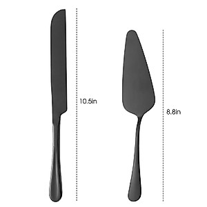 ERVILO Cake Serving Set, Cake Pie Pastry Servers, Stainless steel Cake Knife and Server Set Perfect For Birthday, Wedding, Parties and Events (Black Serving Set)