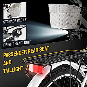 PEXMOR Electric Bike for Adults, 350W (Peak 500W) City Commuter Ebike w/36V 12.5AH Removable Battery, 26" Cruiser Electric Bicycle 6-Speed | Dual Shock Absorber, Complies to UL2849