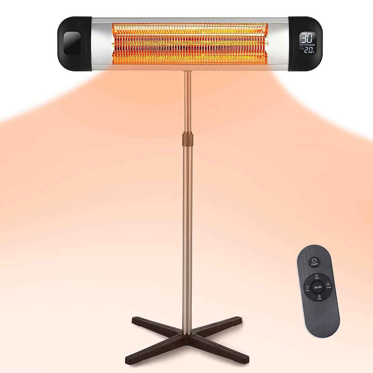 SWYDDY Electric Patio Heater,Wall-Mounted/Ceiling/Standing Heater for garage porch yard, Space Infrared Heater with Tip-Over Protection,2000W-FastHeating,Remote Control