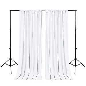 Hiasan Backdrop Curtains for Parties, Polyester Photography Backdrop Drapes for Family Gatherings, Wedding Decorations, 5ftx10ft, Set of 2 Panels