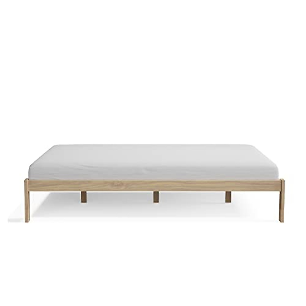 Alaska Wooden Platform Bed Solid Pine Wood Full XL Size Bed Unfinished with Wooden Slats Mattress Support/No Box Spring Needed/Suitable for Adults