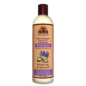 OKAY | Black Jamaican Castor Oil & Lavender Shampoo | For All Hair Types & Textures | Moisturize, Strengthen & Regrow Hair | With Argan Oil | Free of Paraben, Silicone, Sulfate | 12 oz