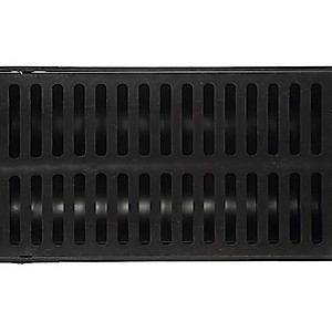 Compact Series 5.4 in. W x 3.15 in. D x 39.4 in. L Trench and Channel Drain with Black Grate 3Pack Kit including 2 End Caps