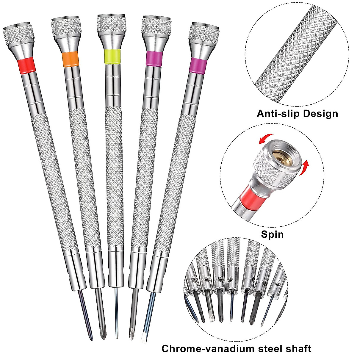 13 Pieces Micro Precision Watch Screwdriver Set Small Screwdriver Kit 0.6-2 mm with 13 Extra Replace Blades Watch Flathead Repair Link Tool for Watch Eyeglasses Jewelry Work Electronics Repair