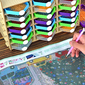 24 Grids Diamond Painting Tray Holder Organizer with 24 Pieces Large Diamond Painting Tray Diamond Art Accessories Storage Rhinestone Dot Tools for DIY Gem Art Craft Include Sticker (1)