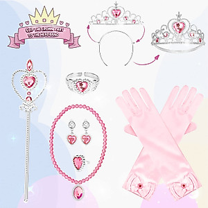 10 Pieces Princess Cape Set Dress up Clothes for Little Girls Party Cosplay Cloak with Jewelry Tiara Crown Wand Gloves