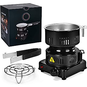 Multipurpose Electric Charcoal Burner - Coal Burner Starter Hot Plate ETL Approved Electric Stove Coconut Starter with Stainless Detachable Tongs, Coals Burner 600W Fast Heating BBQ Kitchen