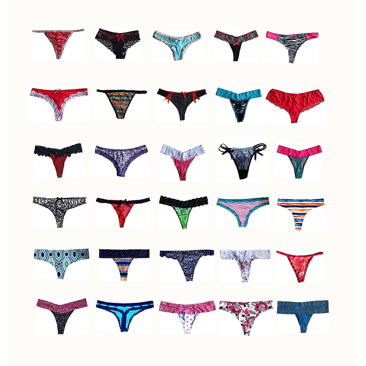 Morvia Varieties of Women Thong Pack Lacy Tanga G-string Bikini Underwear Panties (XL, 10 Pcs)
