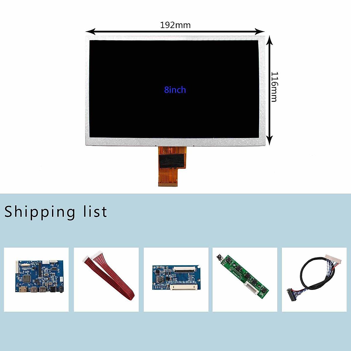 8 inch ZJ080NA-08A 1024X600 500nit TN 40pin LCD Screen and HD-MI USB Android LCD Controller Board,Support 360 Rotation Display
