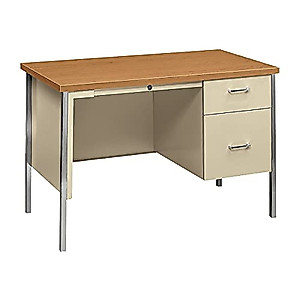 Hon 34002RCL Right Pedestal Metal Desk, 45-1/4w x 24d x 29-1/2h, Harvest/Putty
