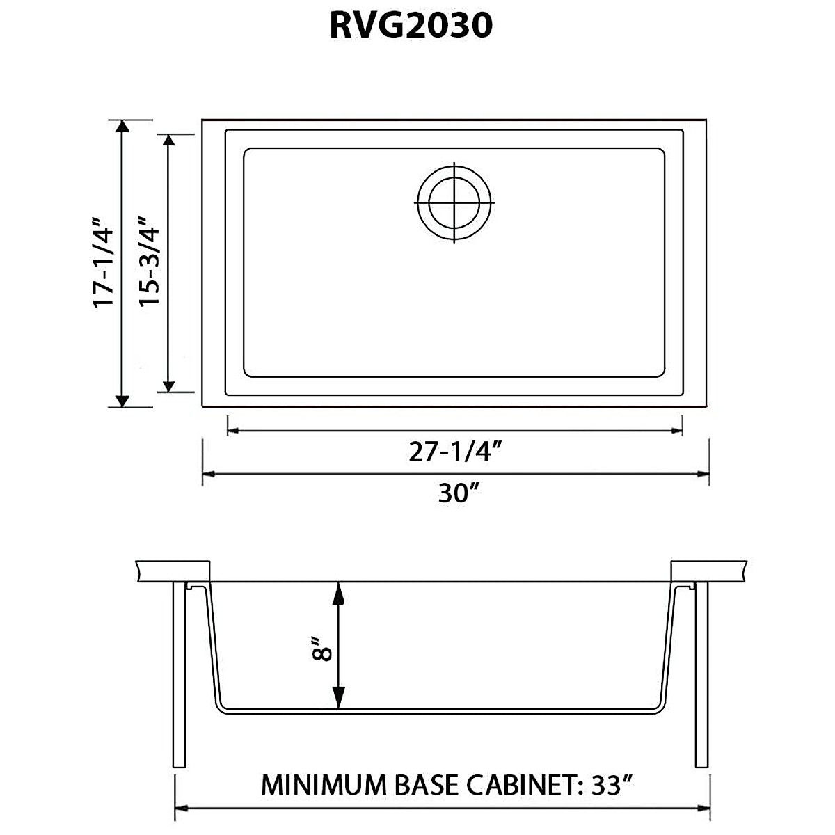 Ruvati 30 x 17 inch Granite Composite Undermount Single Bowl Kitchen Sink - Arctic White - RVG2030WH