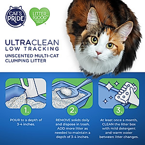 Cat's Pride Max Power: UltraClean Low Tracking Multi-Cat Clumping Litter - Keeps Paws & Home Clean - Up to 10 Days of Powerful Odor Control - 99% Dust Free - Unscented, 15 Pounds
