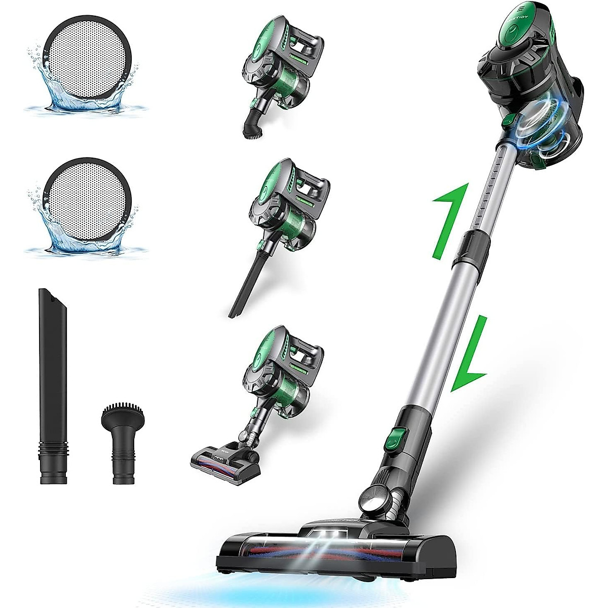 Vactidy Cordless Vacuum Cleaner, 20000Pa Powerful Suction, Rechargeable Battery, 6-in-1 Lightweight Stick Vacuum, Up to 35 Mins Runtime, for Hard Floor Carpet Pet Car Cleaning