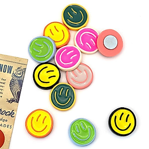 KROYSEA 12PCS Strong Fridge Magnets, Colorful Decorative Smiling Face Refrigerator Magnets, Cute Whiteboard Magnets, for Office Cabinets and Dishwasher