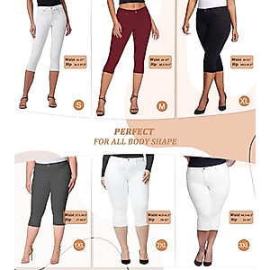 Hybrid & Company Women's Hyper Stretch Denim Capri Short Jeans Q44876 CHARCOAL Xlarge