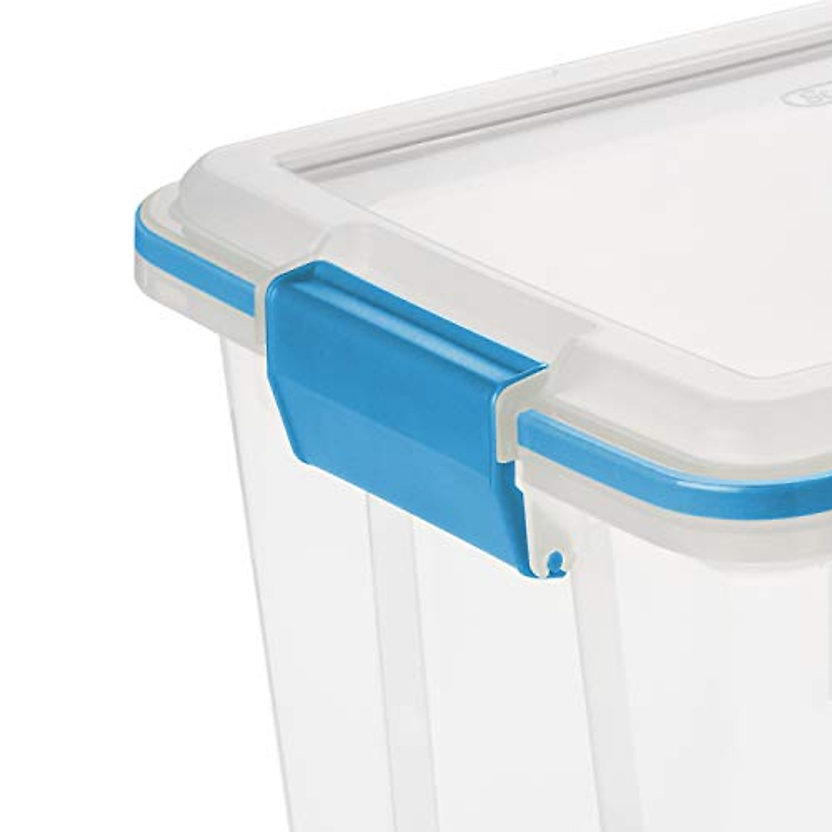 Sterilite 19324306 20 Quart/19 Liter Gasket Box, Clear with Blue Aquarium Latches and Gasket, 6-Pack