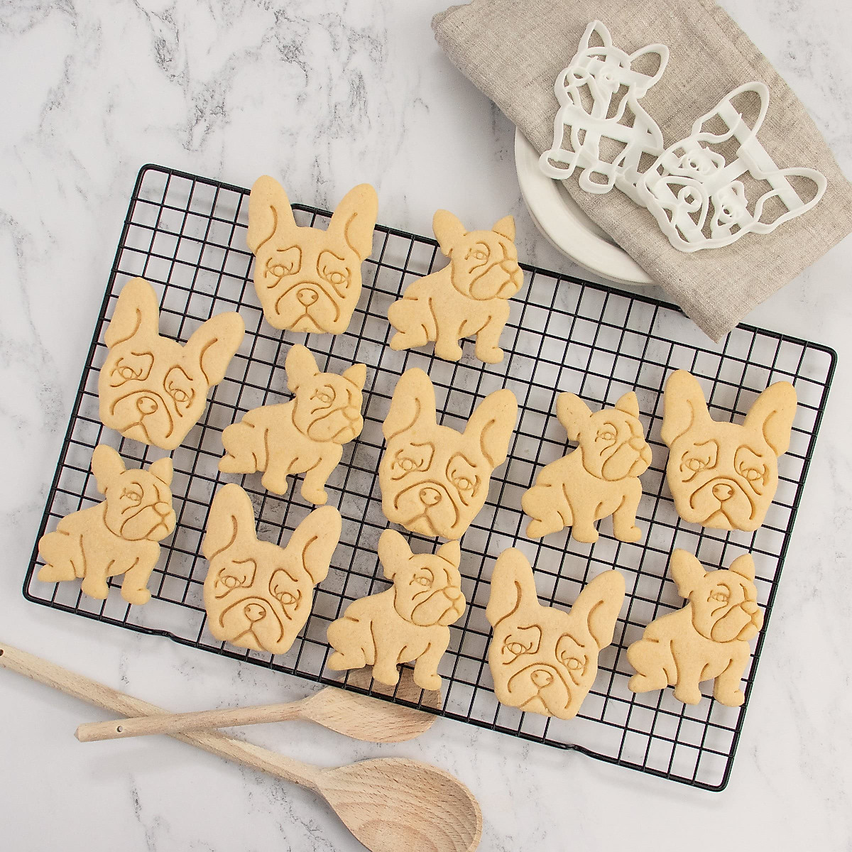 Set of 2 French Bulldog cookie cutters (Designs: Body & Face), 2 pieces - Bakerlogy