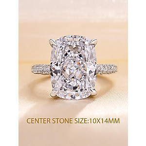 RODIFFY 7CT Elongated Cushion Cut Promise Ring,Simulated Diamond 925 Silver Engagement Ring(7)