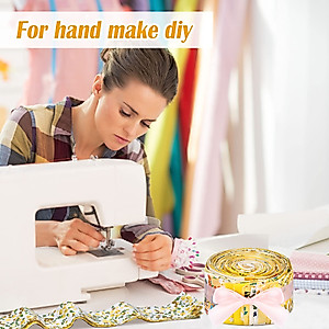 Kingdder 70 Pcs Floral Cotton Fabric Patchwork Roll 2.55 x 39.4 Inch Cotton Quilting Fabric Roll up Cotton Fabric Quilting Strips Precut Patchwork Roll for Craft Sewing DIY Crafts (Yellow Flower)