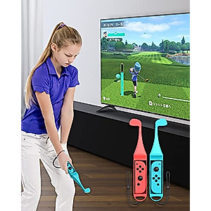 𝙎𝙬𝙞𝙩𝙘𝙝 𝙎𝙥𝙤𝙧𝙩𝙨 𝘼𝙘𝙘𝙚𝙨𝙨𝙤𝙧𝙞𝙚𝙨 𝘽𝙪𝙣𝙙𝙡𝙚 - HOZKAII 22 in 1 Family Accessories Kit Pack for Nintendo Switch/OLED Sports Games with Charging Dock, Game Guns, Tennis Rackets, Golf Clubs, Wrist Bands & Leg Strap