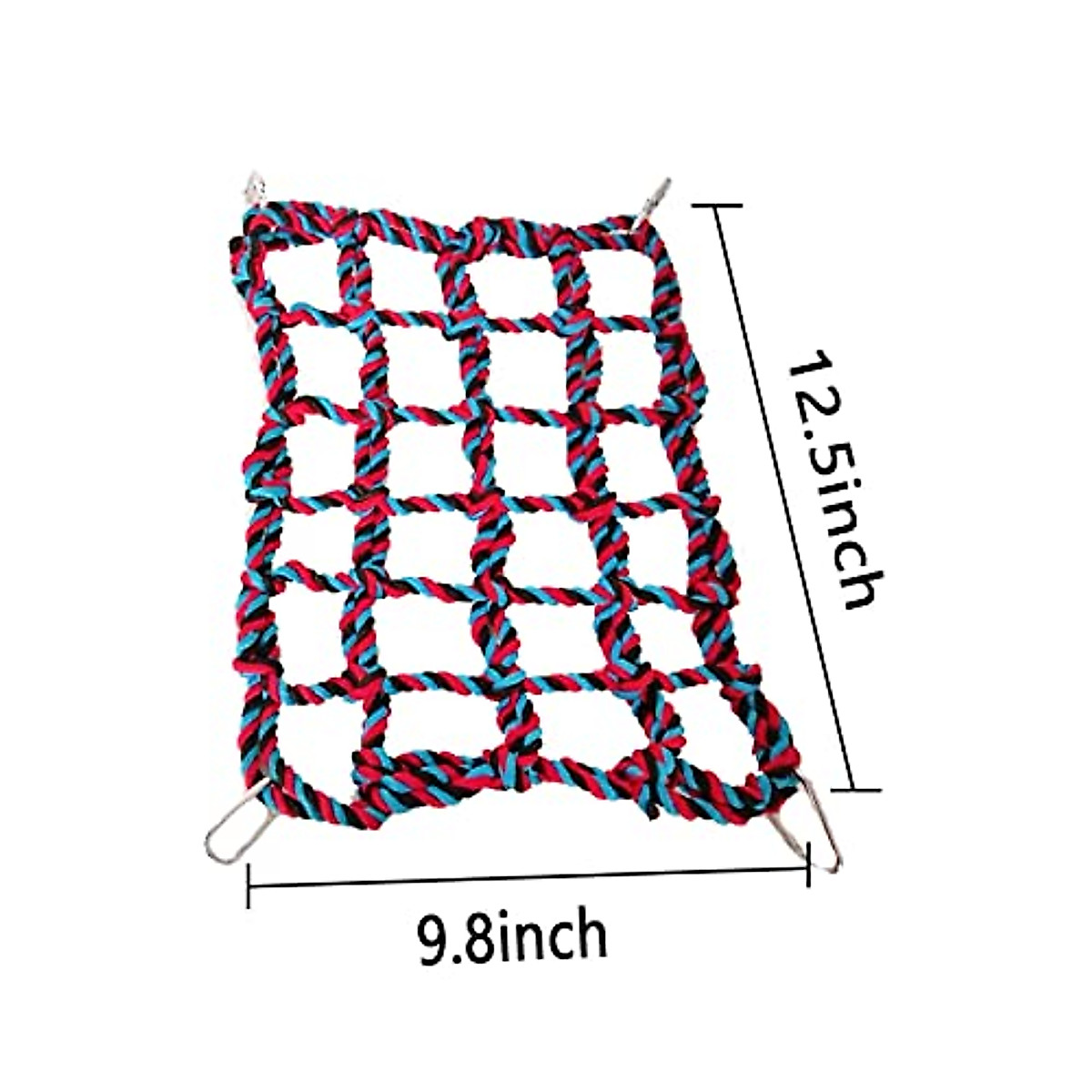 Bird Hemp Rope Net Swing Toy Parrot Perch Climbing Ladder Hanging Hammock with 10 Random Lava Block Stone Small Animal Cage Accessories for Cockatiel Budgie Lovebirds Canaries