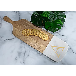 Mary Square Monogrammed A Gold Foil 20 x 6 Mango Serving Cutting Board with Handle