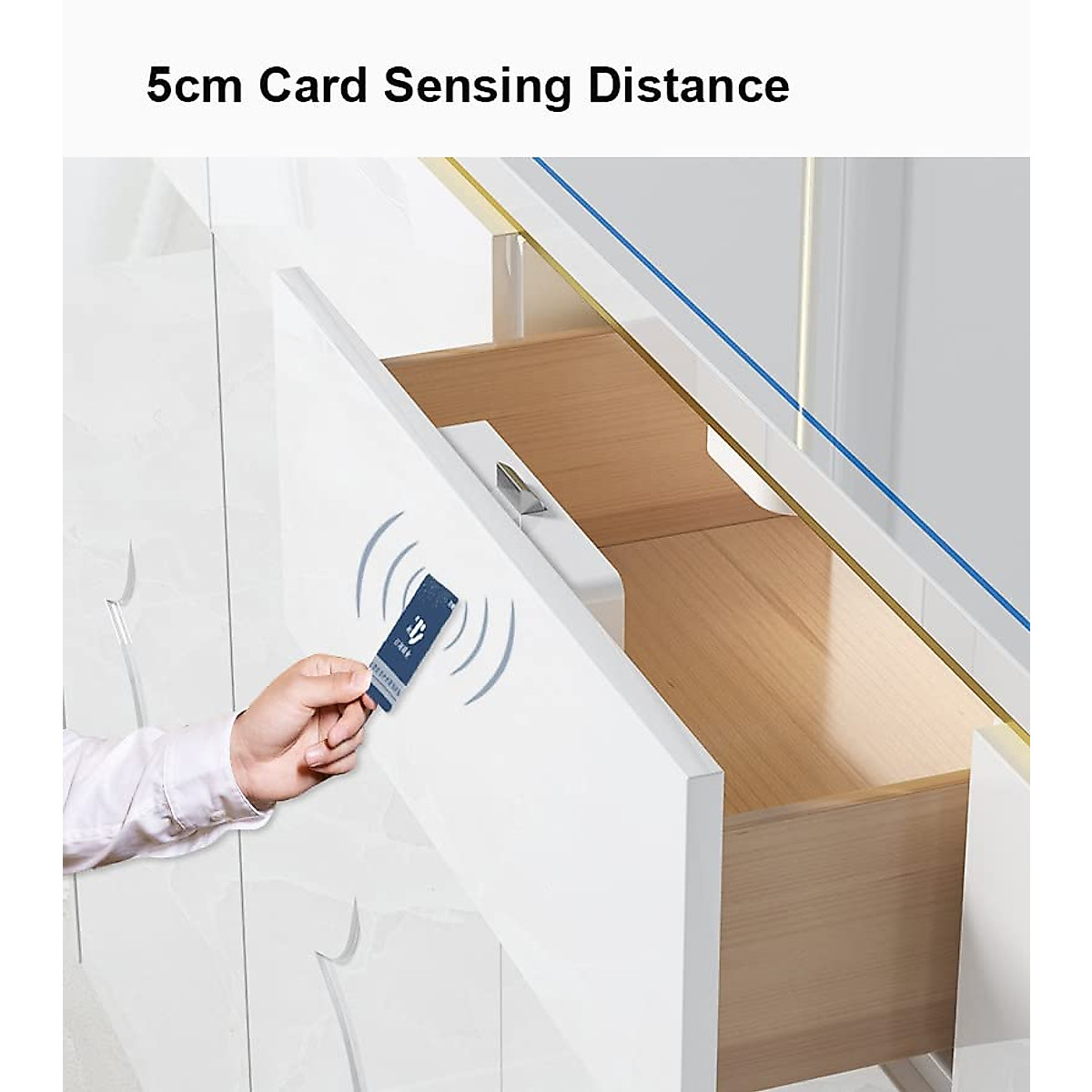 Lancoon Keyless Cabinet Lock Set, Smart Electronic Hard Hidden No Drill RFID Card High Security Anti-theft for Wooden Bookcase Wardrobes Bed Lockers Office File Drawers Home Company Sauna