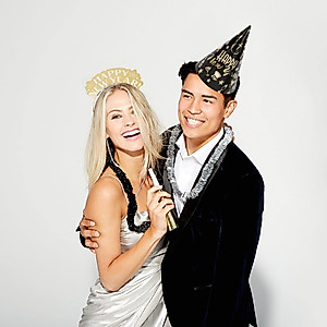 Amscan Elegant Eve 2025 New Year's Eve Decorations Party Supplies for 25, Includes Cone Hats and Tiaras