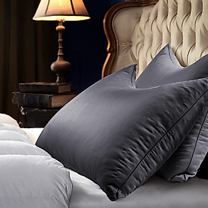 Cooling Side Sleeper Pillow Cases - Curved Bamboo Pillowcase Cover with Super Long Zipper - Breathable Silky Soft Pillowcase for Hot Sleepers Hair and Skin, Queen Size 1 Piece, 20*30 Inches Dark Grey