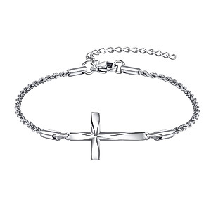 ONEFINITY Religious Cross Bracelet 925 Sterling Silver Origami Cross Bracelet Jewelry Gifts for Women