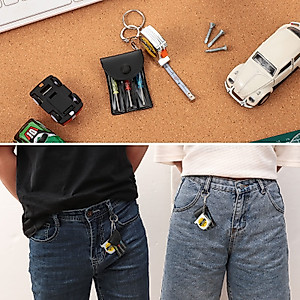 Jutom Mini Screwdriver Keychain Tape Measure Keychains Set Retractable Keychain Tape Measure Mini Screwdrivers in Portable Pouch Keychain for Tool Birthday Party Gifts Favor (24 Pcs)