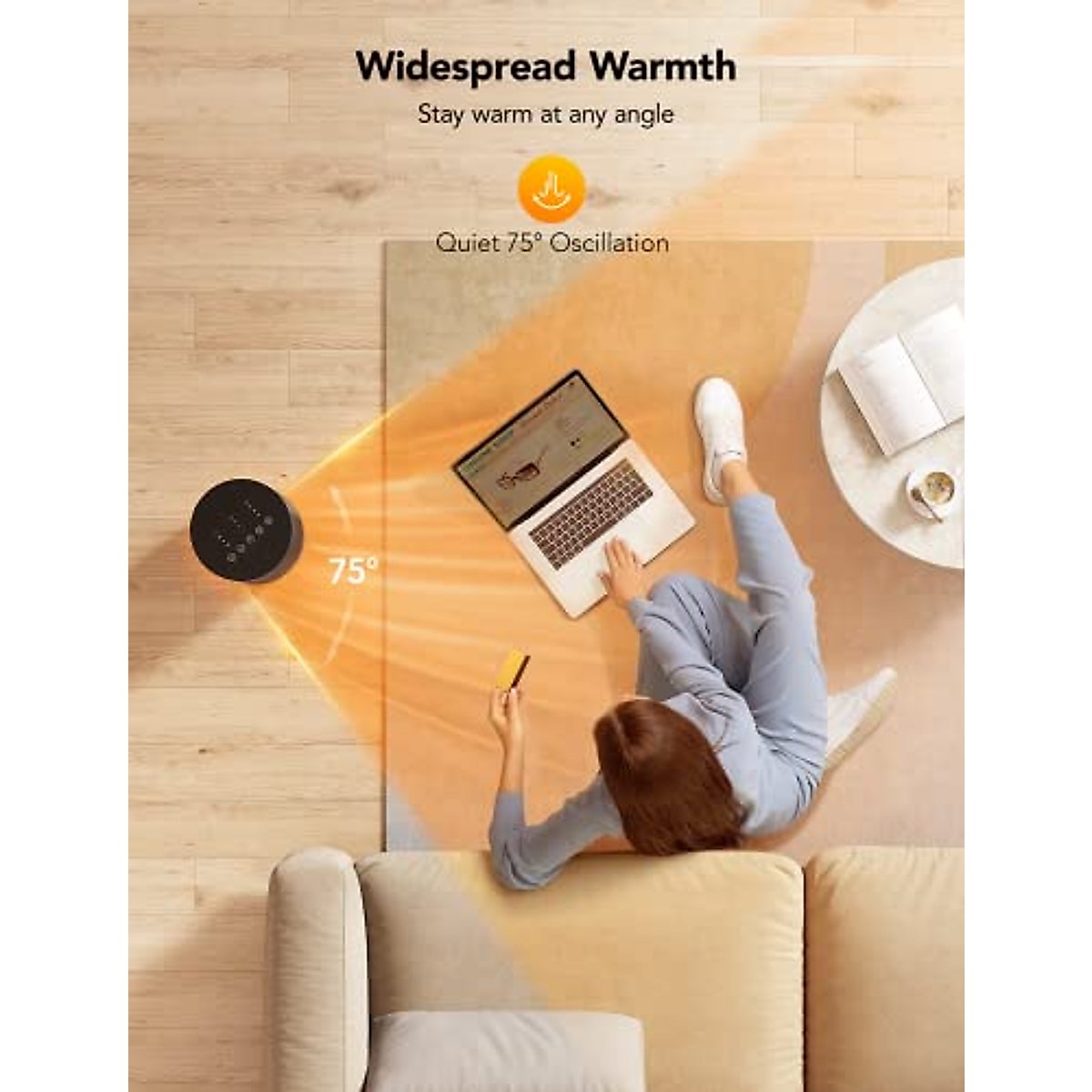 Govee Smart Space Heater, 1500W Fast Heating WiFi Small Heater with Thermostat, Quiet Portable Electric Ceramic Heater with RGB Night Light for Office, Living Room, Indoors, App & Voice Control