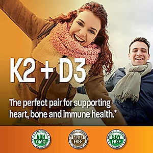 Bronson Vitamin K2 (MK7) with D3 Supplement Non-GMO Formula 5000 IU Vitamin D3 & 90 mcg Vitamin K2 MK-7 Easy to Swallow Vitamin D & K Complex, 120 Capsules