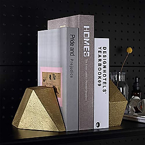 Ambipolar Decorative Gold Cast Iron Bookends, Home Decorative Bookends for Heavy Books, Abstract Bookends for Bookshelves, Office Desk, Living Room Decor