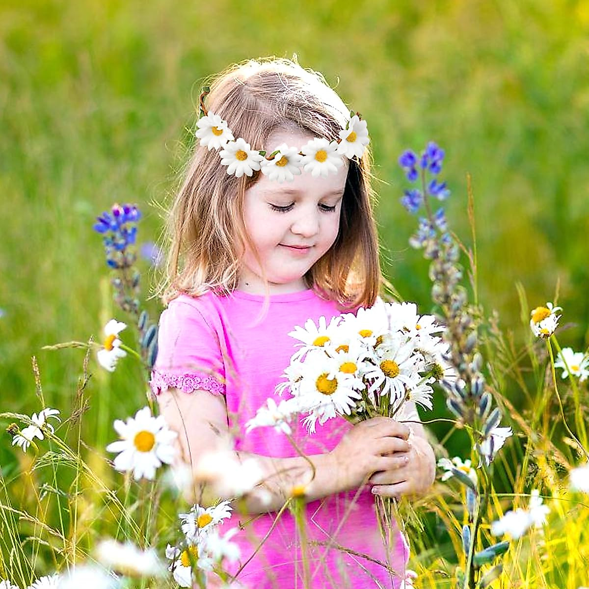 RONYOUNG 12PCS Sunflower Headband Crown Headpiece Daisy Headbands for Women Girl Hair Wreath Garland Hippie Clothes Boho Hat Accessories Bridal Wedding Parties Festivals Performances Photo Props