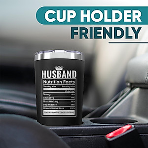 shop4ever Husband Nutrition Facts Insulated Tumbler 20 oz. with Lid, Stainless Steel Cups Travel Coffee Mug Funny Gift from Wife