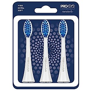 PRO-SYS® White VarioSonic® Electric Toothbrush Replacement Heads (V180 Extra Soft), Burst Brush Head, Pack of 3