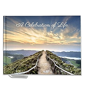 Funeral Guest Book | Memorial Guest Book | Guest Book for Funeral Hardcover | Guestbook for Sign in, Celebration of Life Memorial Service | Funeral Guest Sign Book with Memory Table Card Sign Included (Mountain Top)