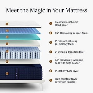 DreamCloud 14" Twin XL Mattress - Luxury Hybrid Gel Memory Foam - 365 Night Trial - 7 Premium Pressure-Relieving Layers - Forever Warranty - CertiPUR-US Certified