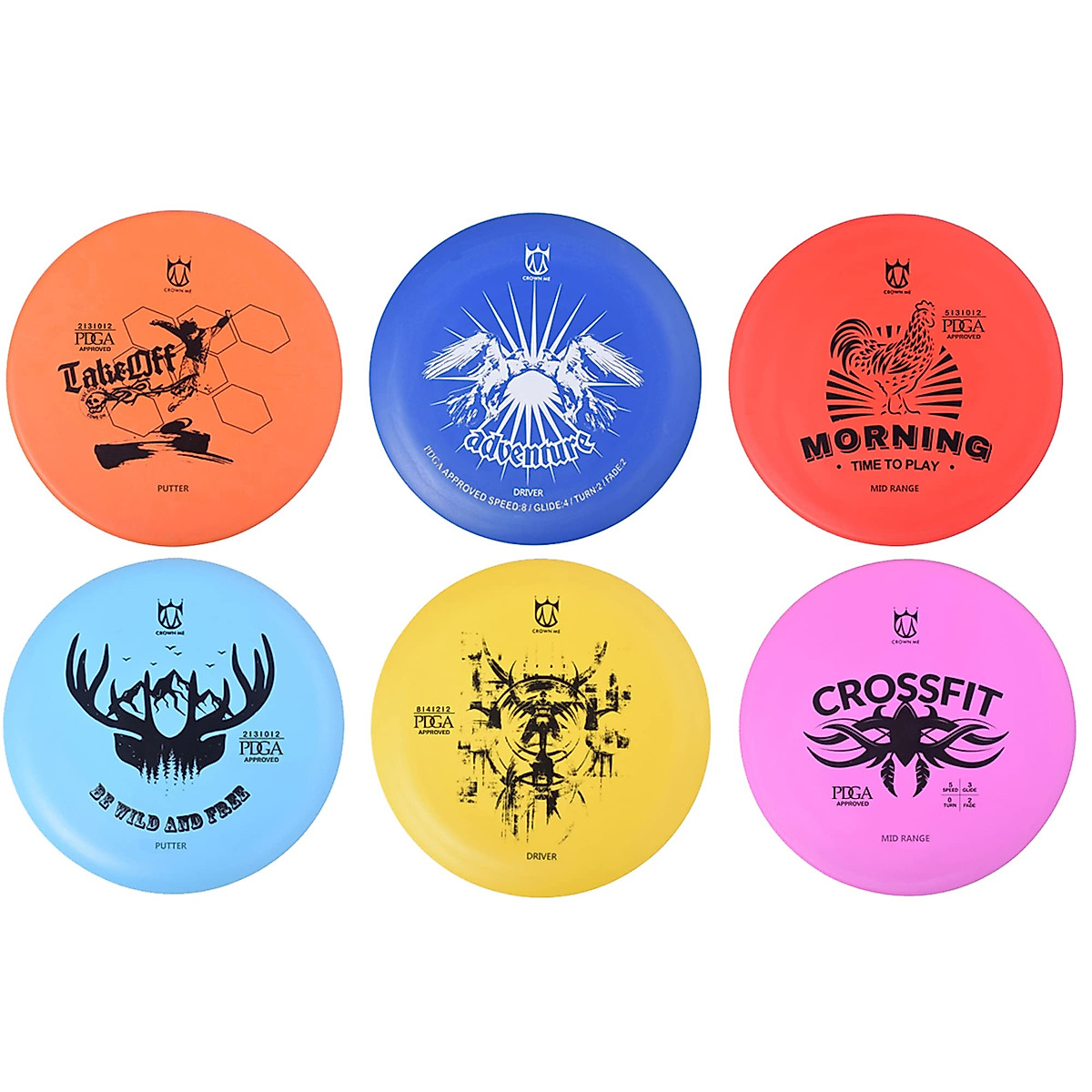 CROWN ME Disc Golf Starter Set,Disc Golf Set with 6 Discs, 1 Marker,1 Towel and Starter Disc Golf Bag Fairway Driver