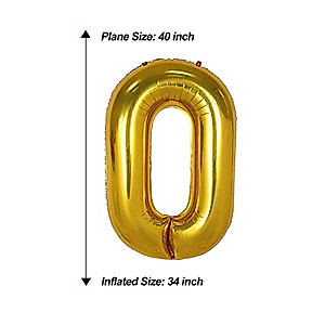 AULE 40 Inch Jumbo Gold Foil Mylar Number Balloons for Men Women 30th Birthday Party Decorations 30 Years Old Anniversary Party Supplies